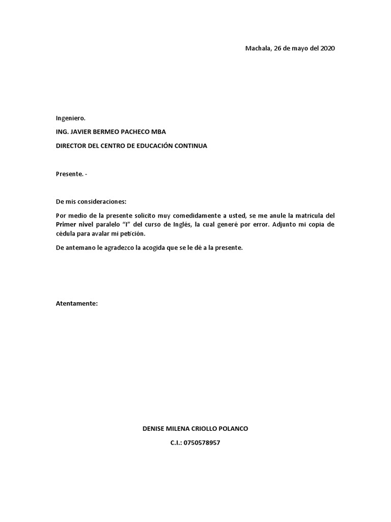 Anulacion de La Matricula | PDF