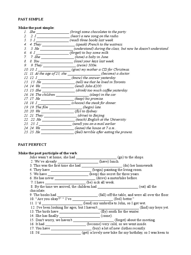 Past Perfect and Past Simple | PDF