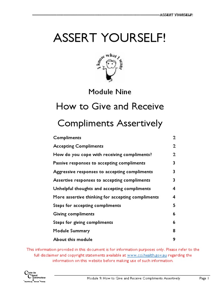 Assert Yourself - 09 - Giving and Receiving Compliments Assertively ...