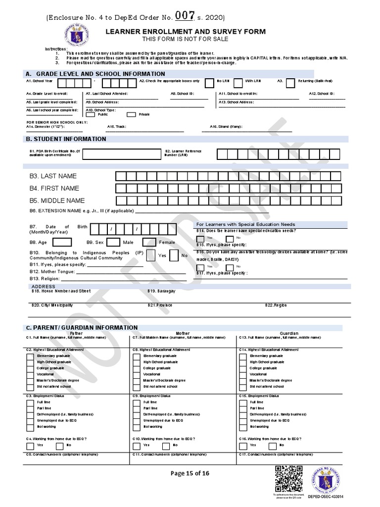 Learner Enrollment Survey Form 2020 | PDF | Business