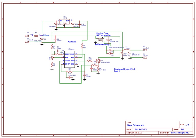 Schematic - Dcto DC Converter Based On Uc3843 - Sheet 1 - 20180719202230 PDF | PDF