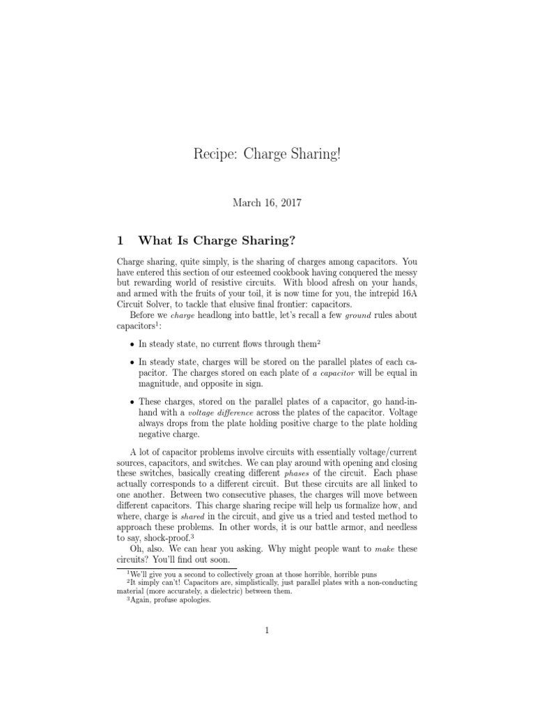 Recipe Charge Sharing | PDF | Capacitor | Electrical Network