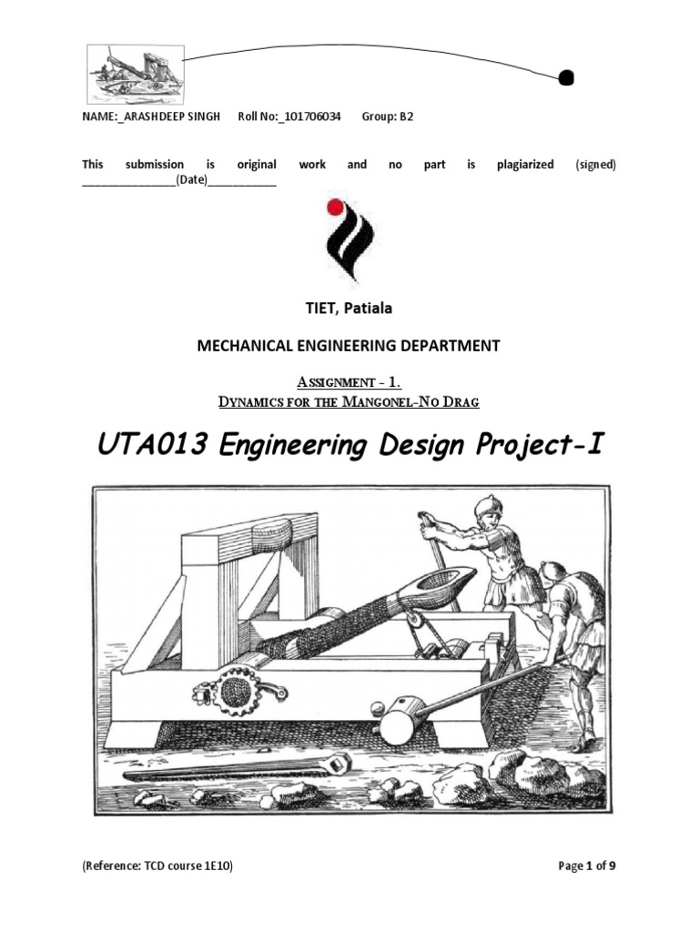 UTA013 Engineering Design Project-I: TIET, Patiala Mechanical ...