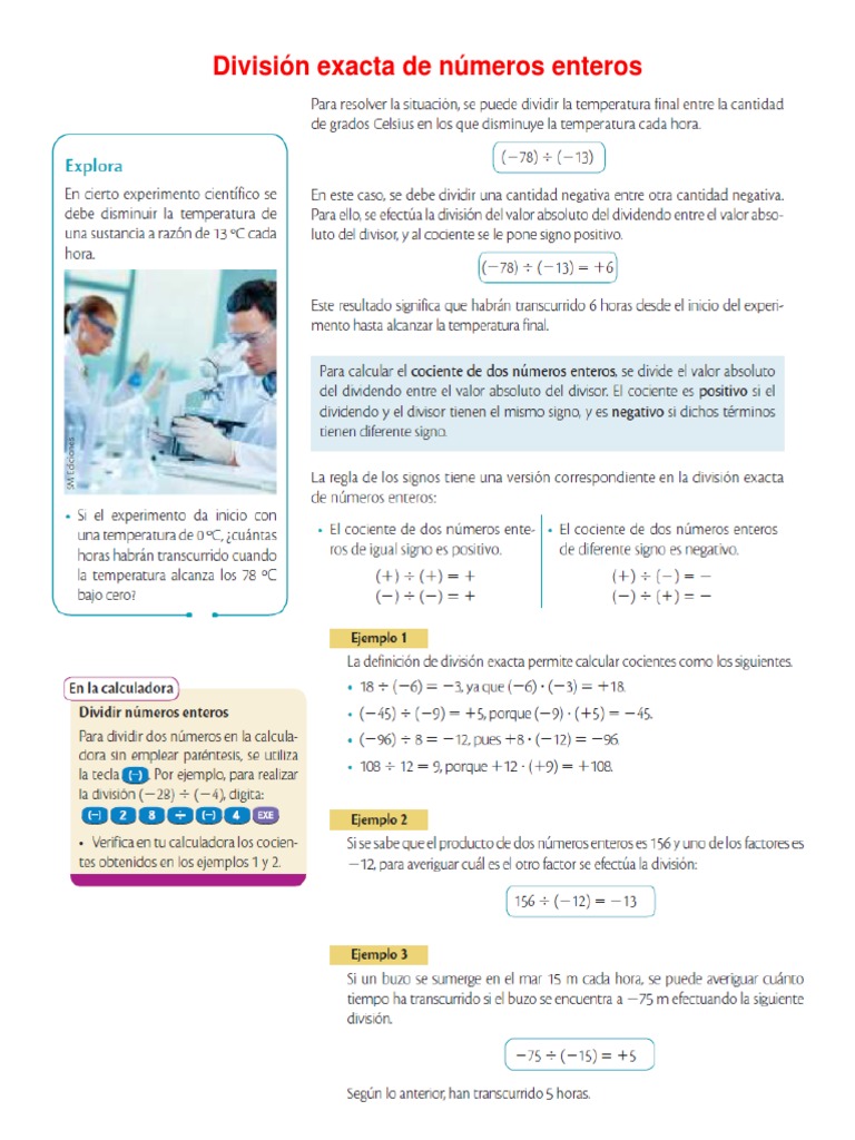División Exacta de Números Enteros | PDF
