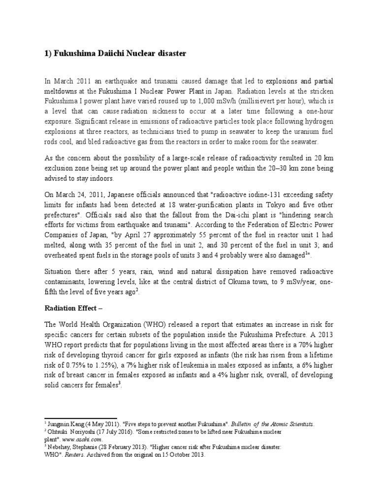 1) Fukushima Daiichi Nuclear Disaster: Radiation Effect | PDF ...