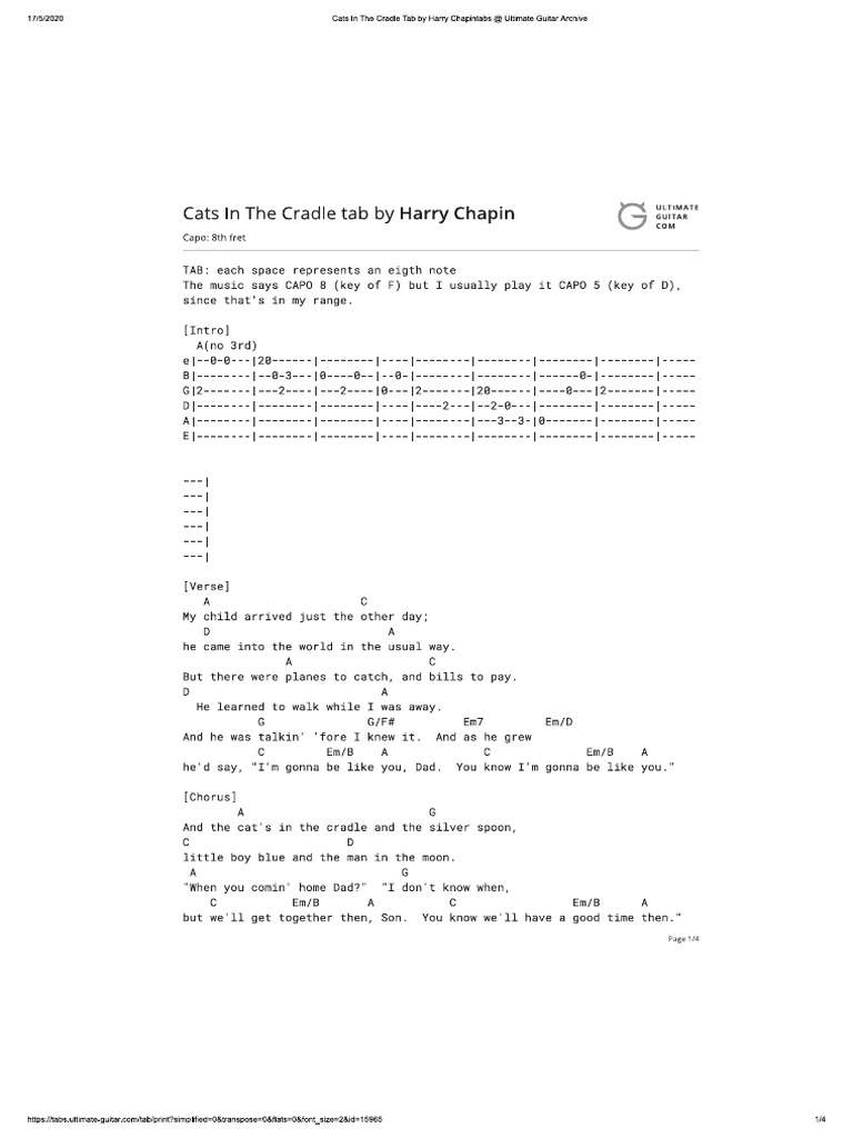 Guitar Chords Cats In The Cradle