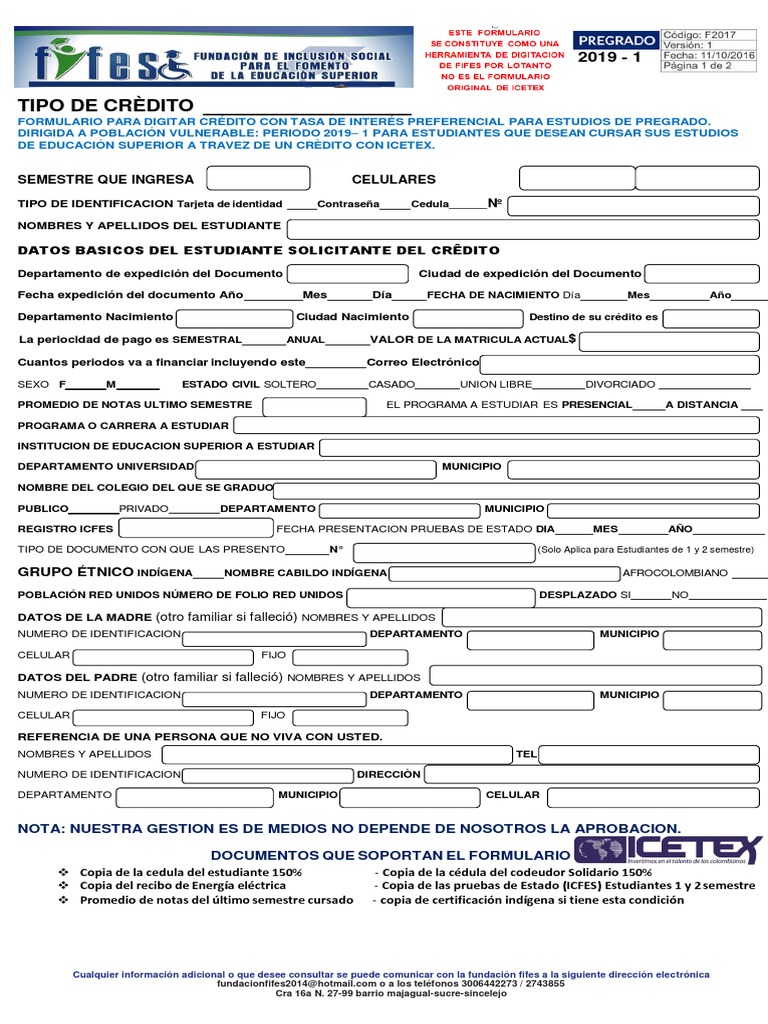 Formulario ICETEX FIFES | PDF | Business