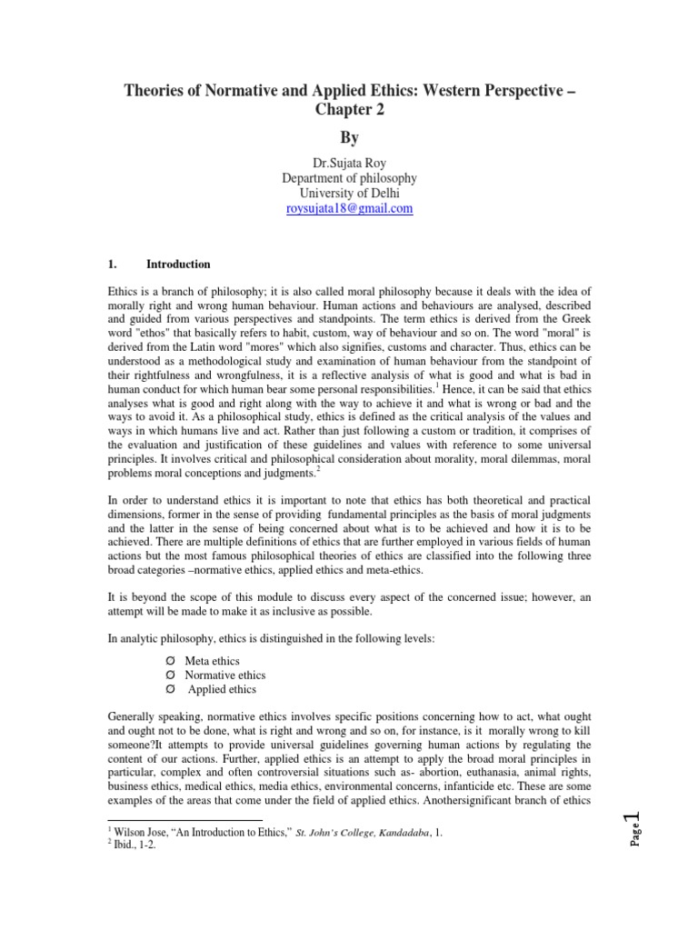 Applying Ethical Theories: An Introduction to Normative and Applied ...