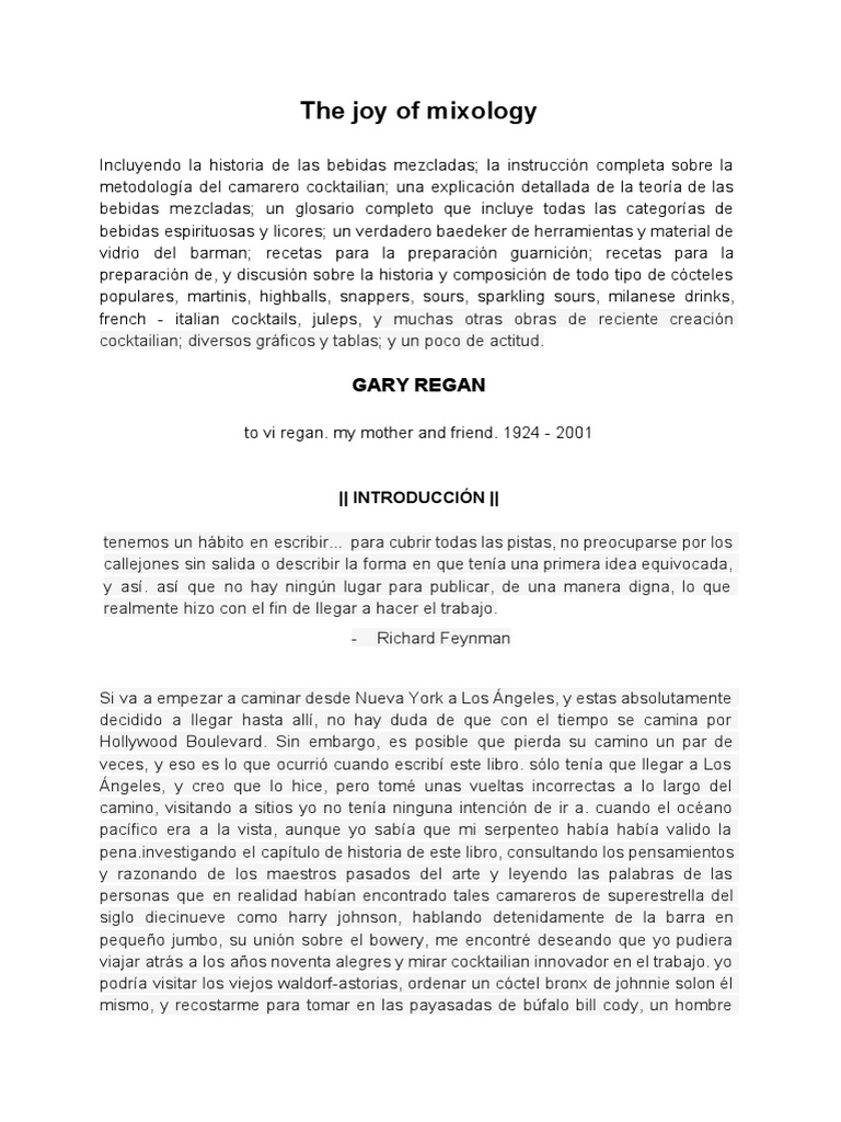 The Joy of Mixology - Gary Regan | PDF | Vino | Cerveza