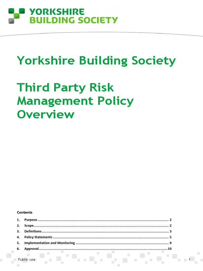 YBS Third Party Risk Management Policy | PDF | Enterprise Risk ...