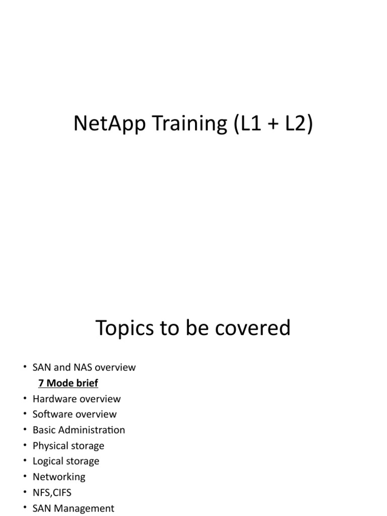 NetApp Training (L1 + L2) | PDF | Computer Data Storage | Computer Data