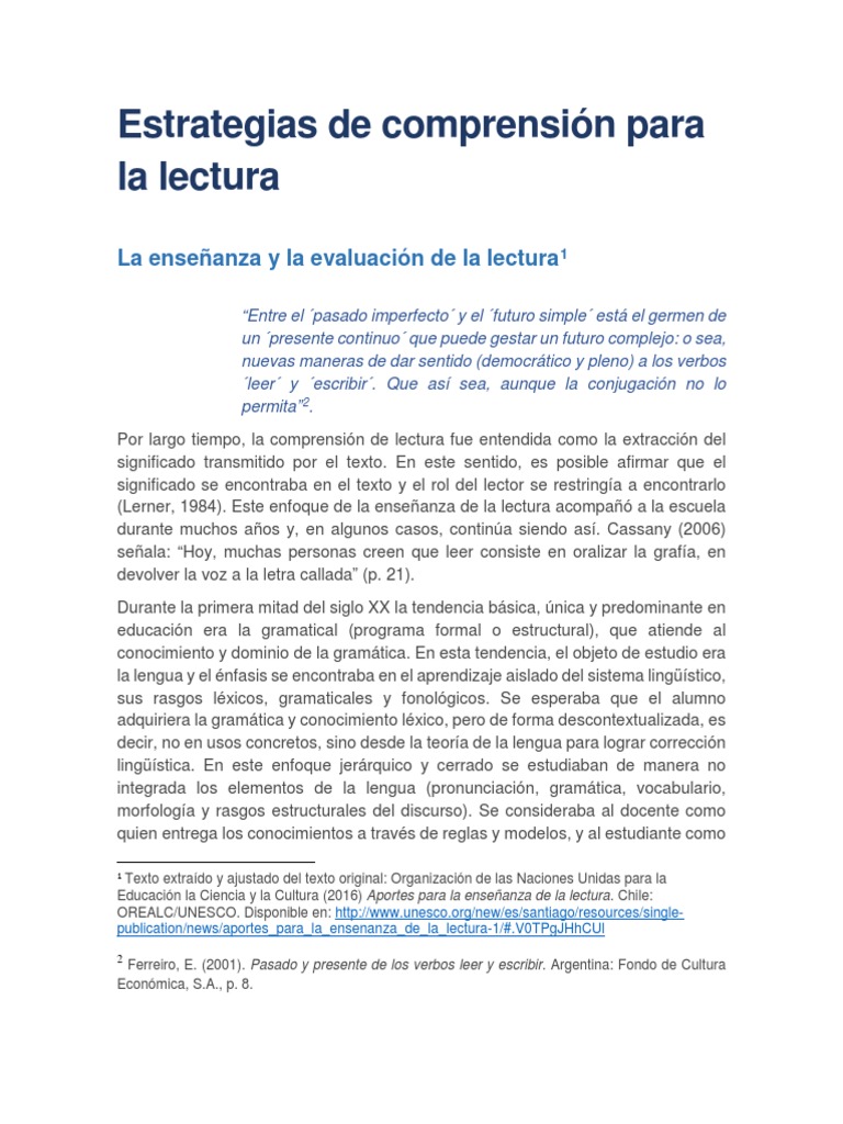 Estrategias de Comprensión para La Lectura PDF | PDF | Comprensión ...