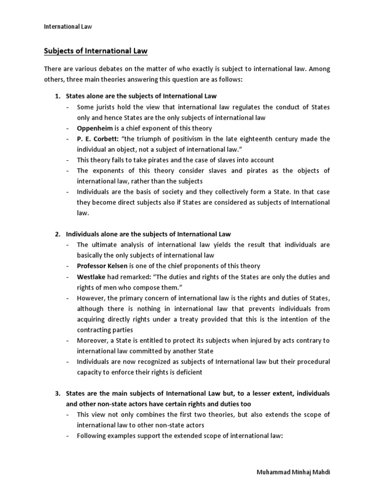 Subjects of International Law Explained | PDF | International Law ...