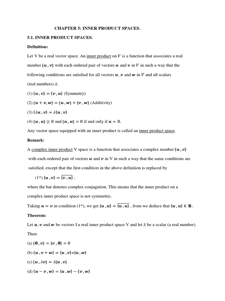 Chapter 5 Inner Product Spaces | PDF | Vector Space | Basis (Linear Algebra)