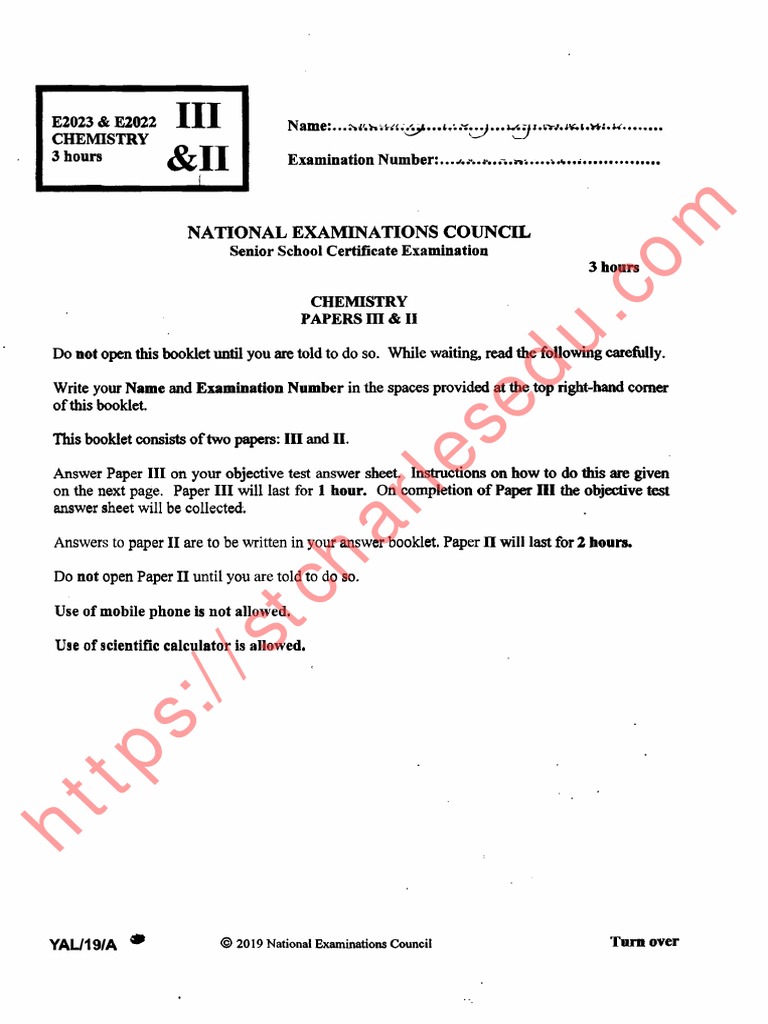 NECO Chemistry Past Questions Guide | PDF | Business