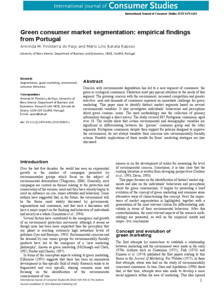 Green Consumer Market Segmentation Empir | PDF | Factor Analysis ...