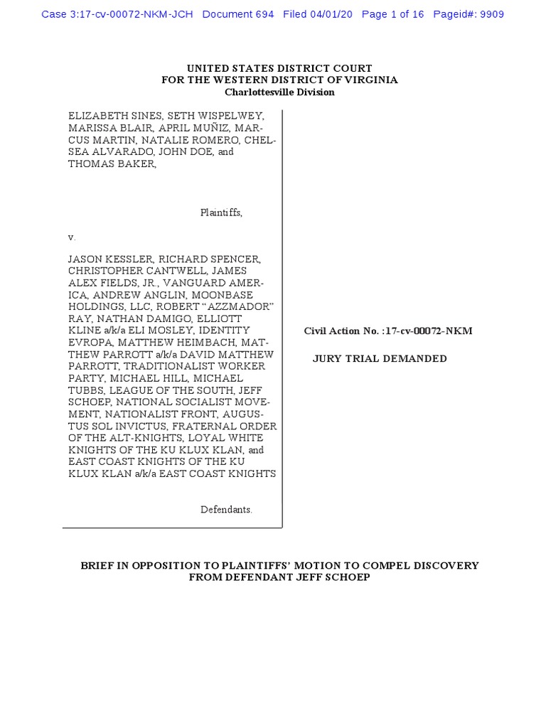 Brief in Opposition To Plaintiffs' Motion To Compel Discovery | PDF ...