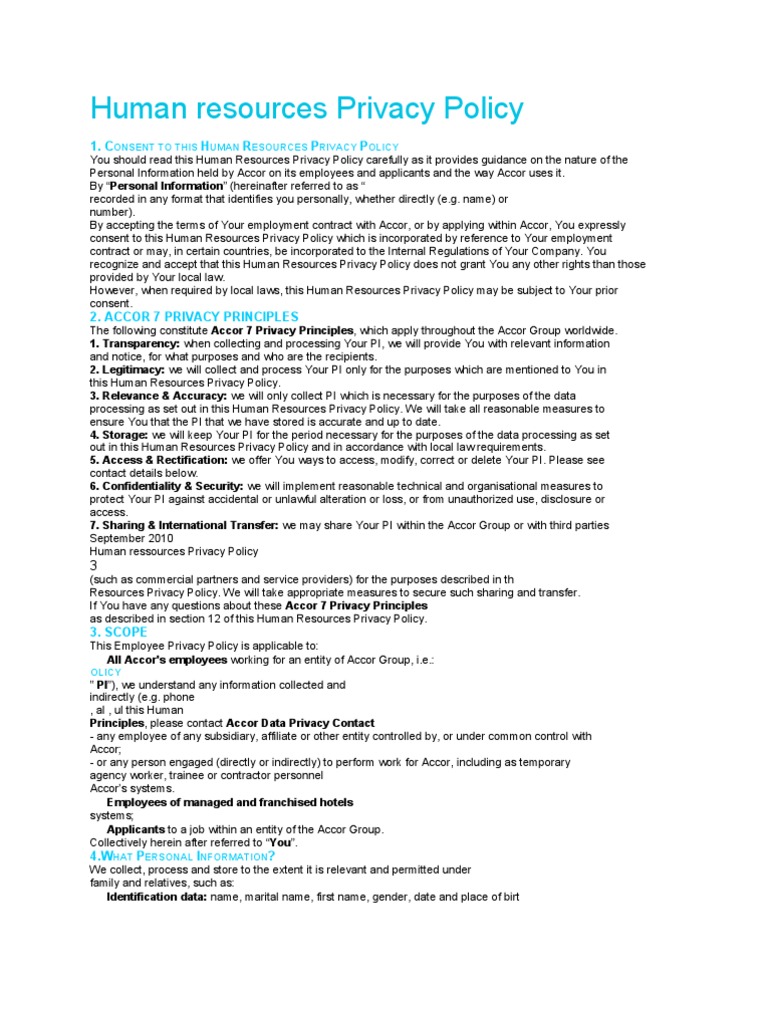 HR privacy policy summary | PDF | Privacy Policy | Privacy