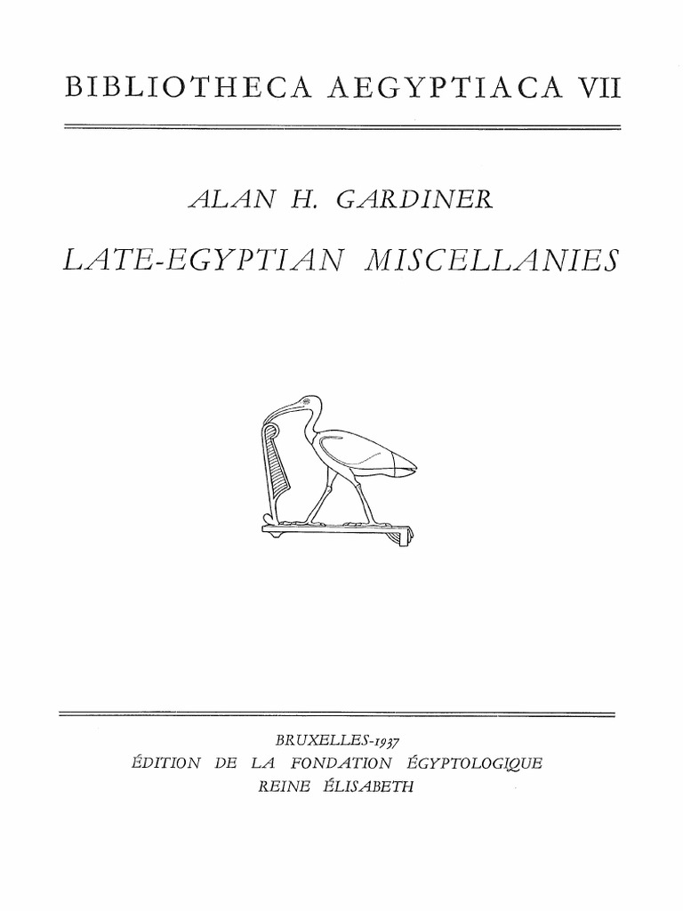 Gardiner Late-Egyptian Miscellanies 1937 | PDF