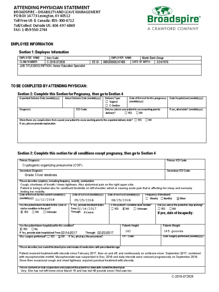 Ines Kudo - WBG STD Attending Physician Statement May 2020 PDF | PDF ...