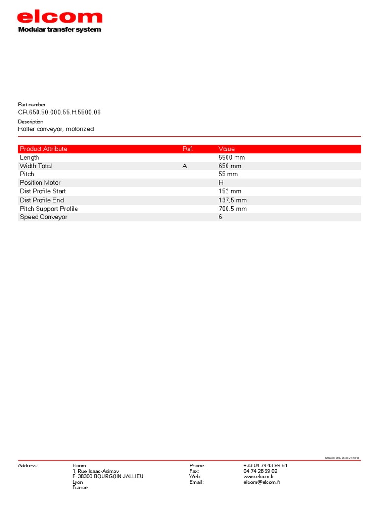 CR.650.50.000.55.H.5500.06 Roller Conveyor, Motorized: Product ...