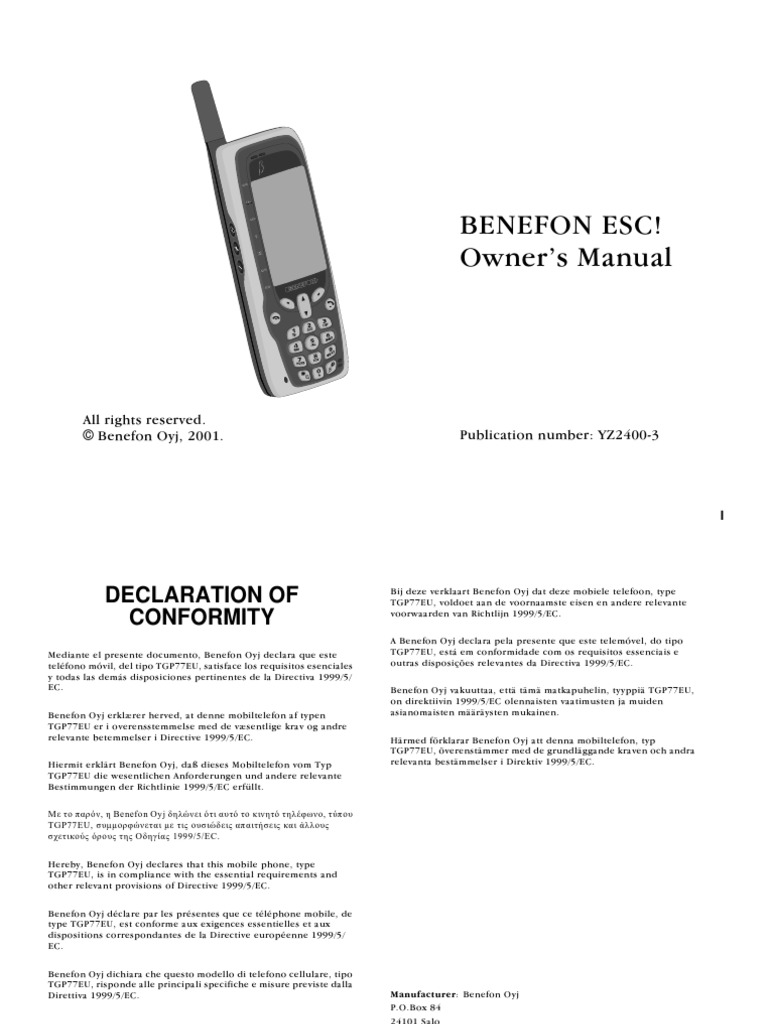 Benefon Esc | PDF | Global Positioning System | Telecommunications