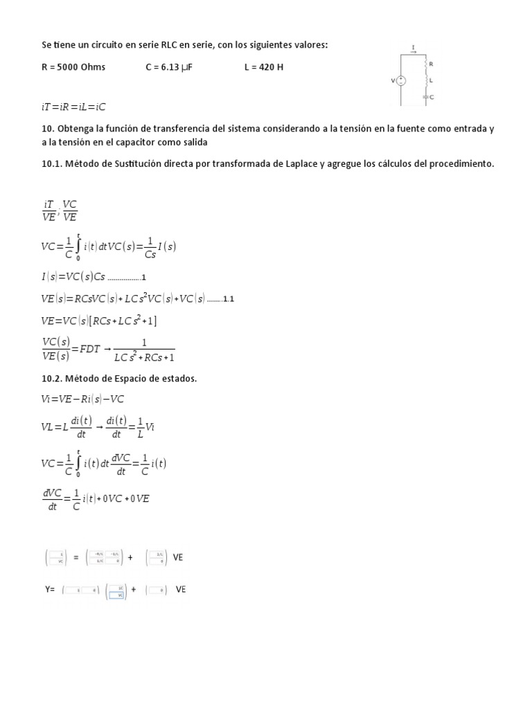 Se Tiene Un Circuito en Serie RLC en Serie | PDF | Matlab | Función (Matemáticas)