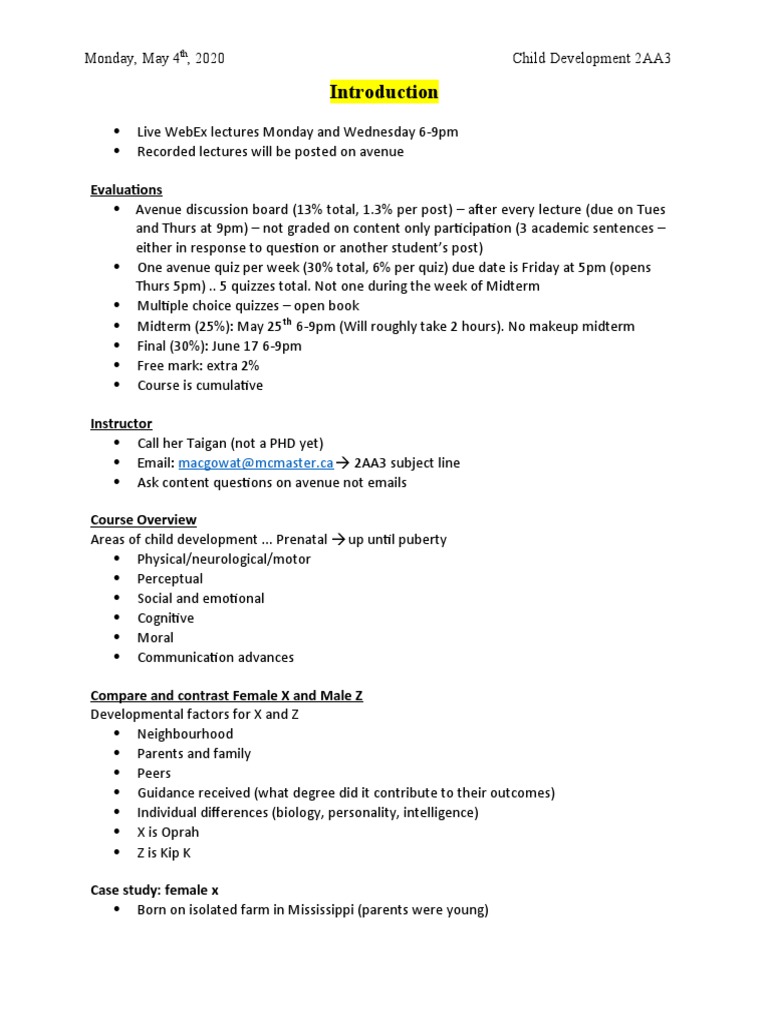Child Development Course Overview and Evaluations | PDF | Action ...