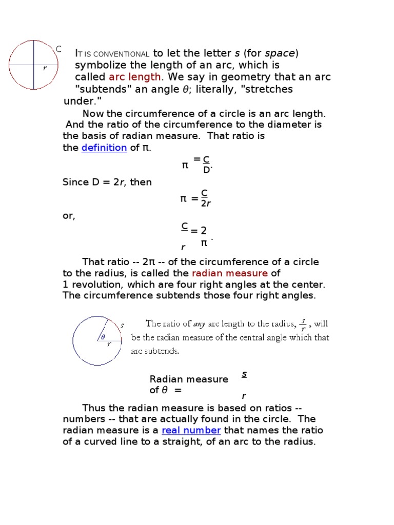 Understanding Arc Length and Radians | PDF | Angle | Trigonometric ...
