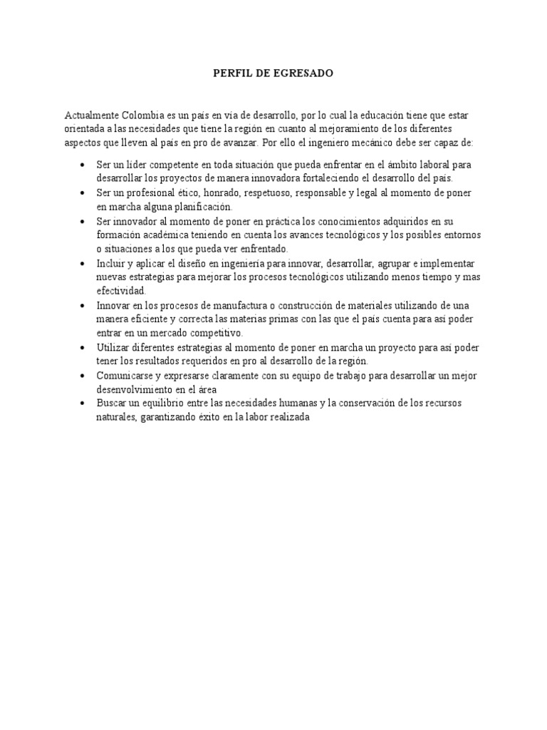Perfil de Egresado | PDF | Negocios