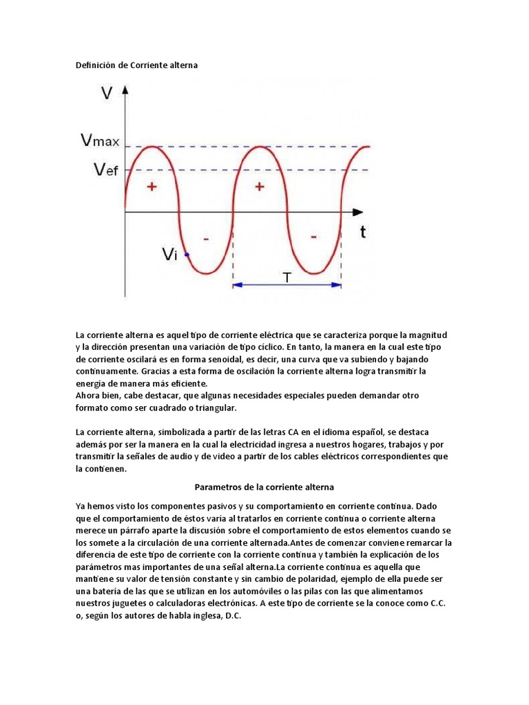 Definición de Corriente Alterna | PDF | Frecuencia | Corriente alterna