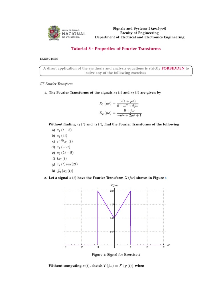 Tutorial 8 - Properties of Fourier Transforms (Exercises) | Download ...