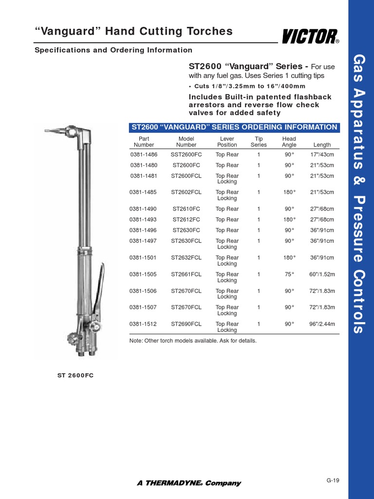 "Vanguard" Hand Cutting Torches | PDF | Gases | Mechanical Engineering