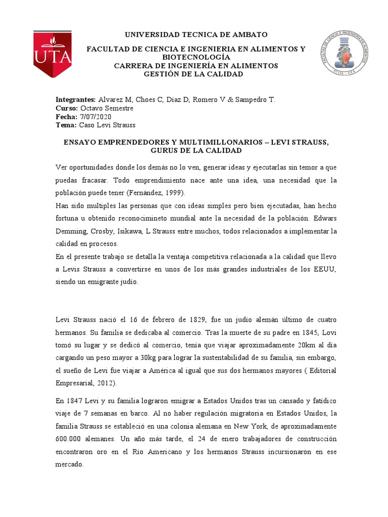 Ensayo - Caso Levi Strauss | PDF | Pantalones | Economias