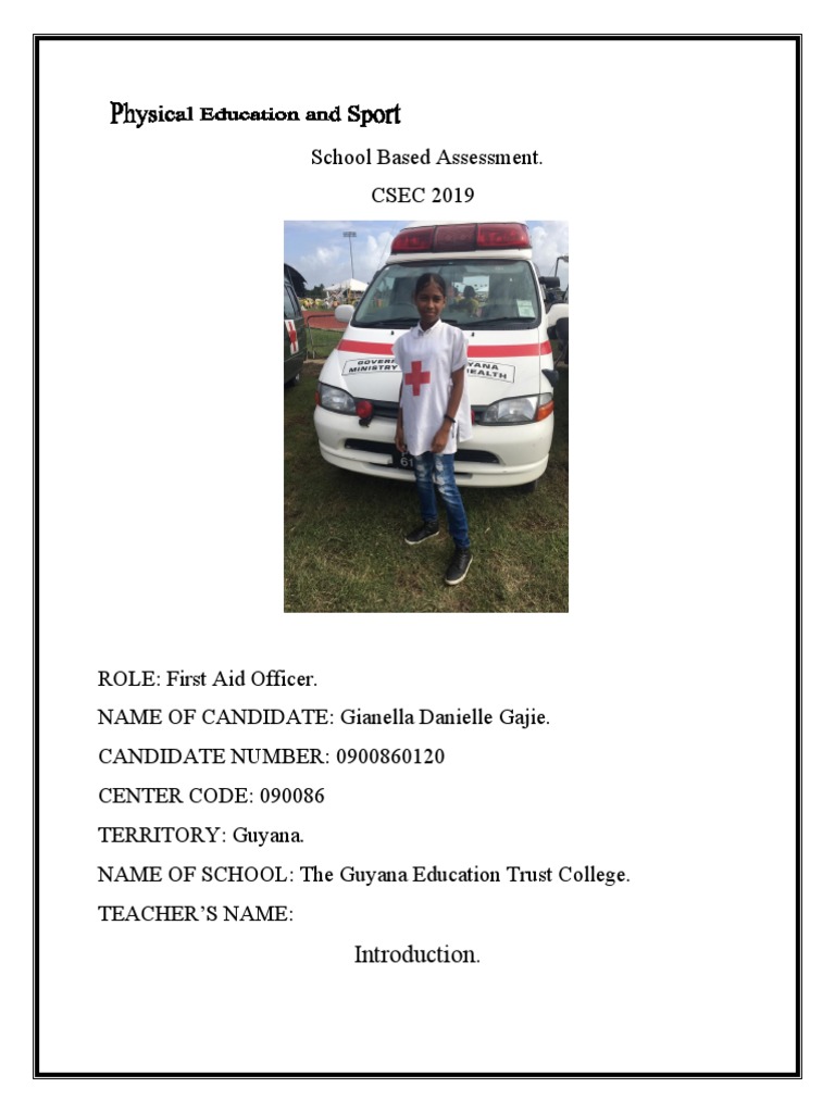 Physical Education SBA G.Gajie | PDF | First Aid | Wound