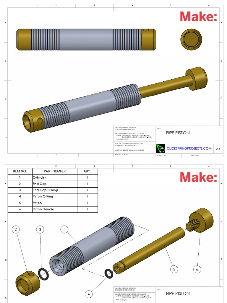 Fire Piston DIY Plans and Instructions | PDF | Piston | Engineering ...