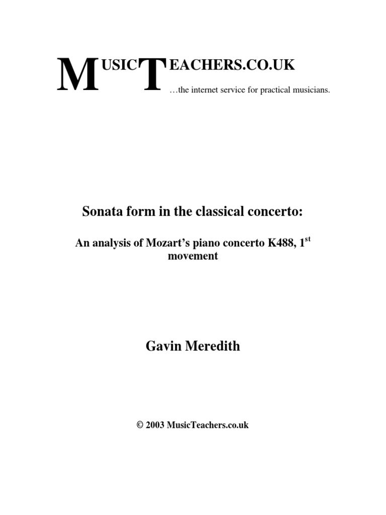Usic Eachers - Co.Uk: Sonata Form in The Classical Concerto | PDF ...