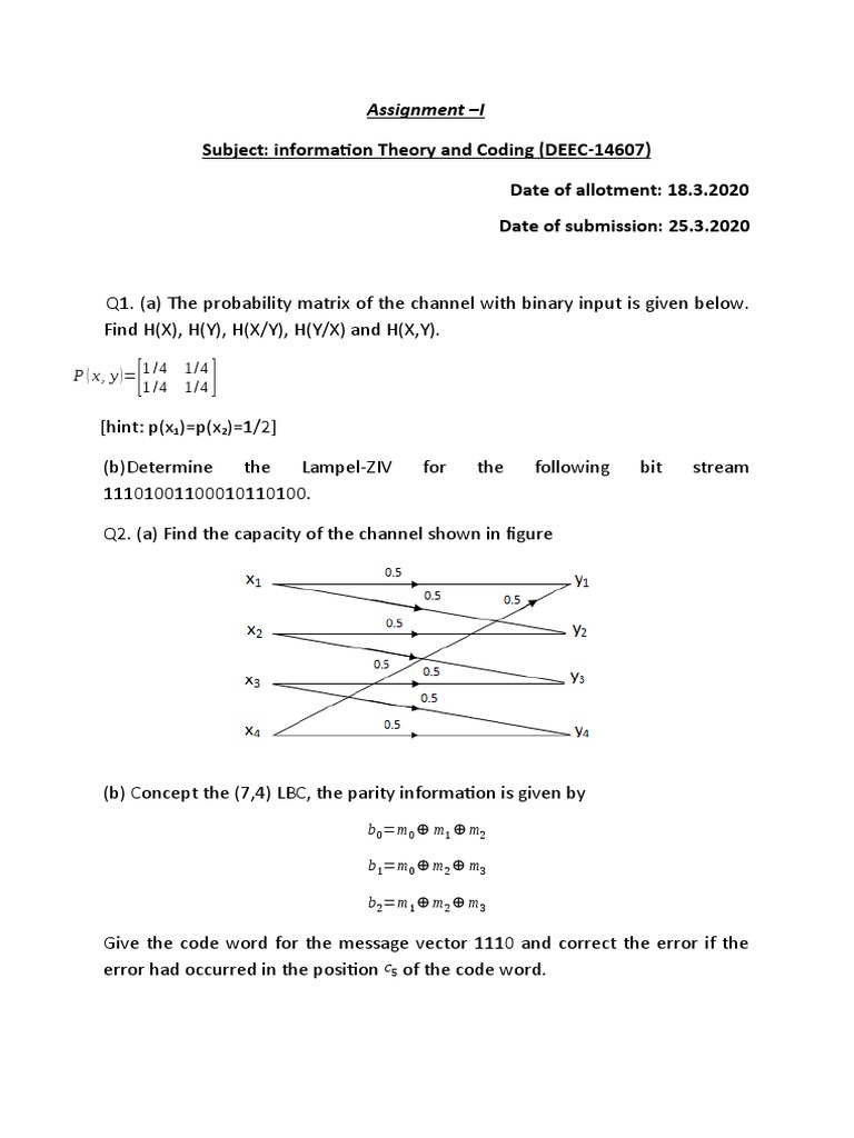 Assignment 1 ITC - 2020 Gne | PDF
