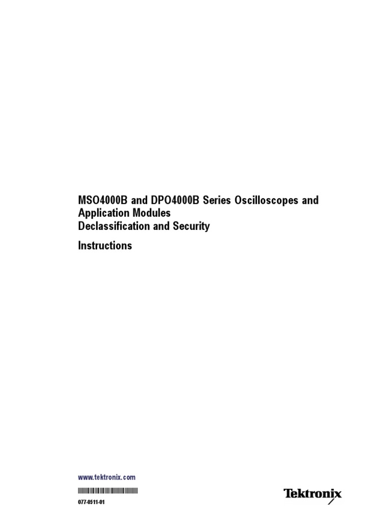 Mso Dpo4000b Oscilloscope And App Modules Declassification Security Instructions Pdf