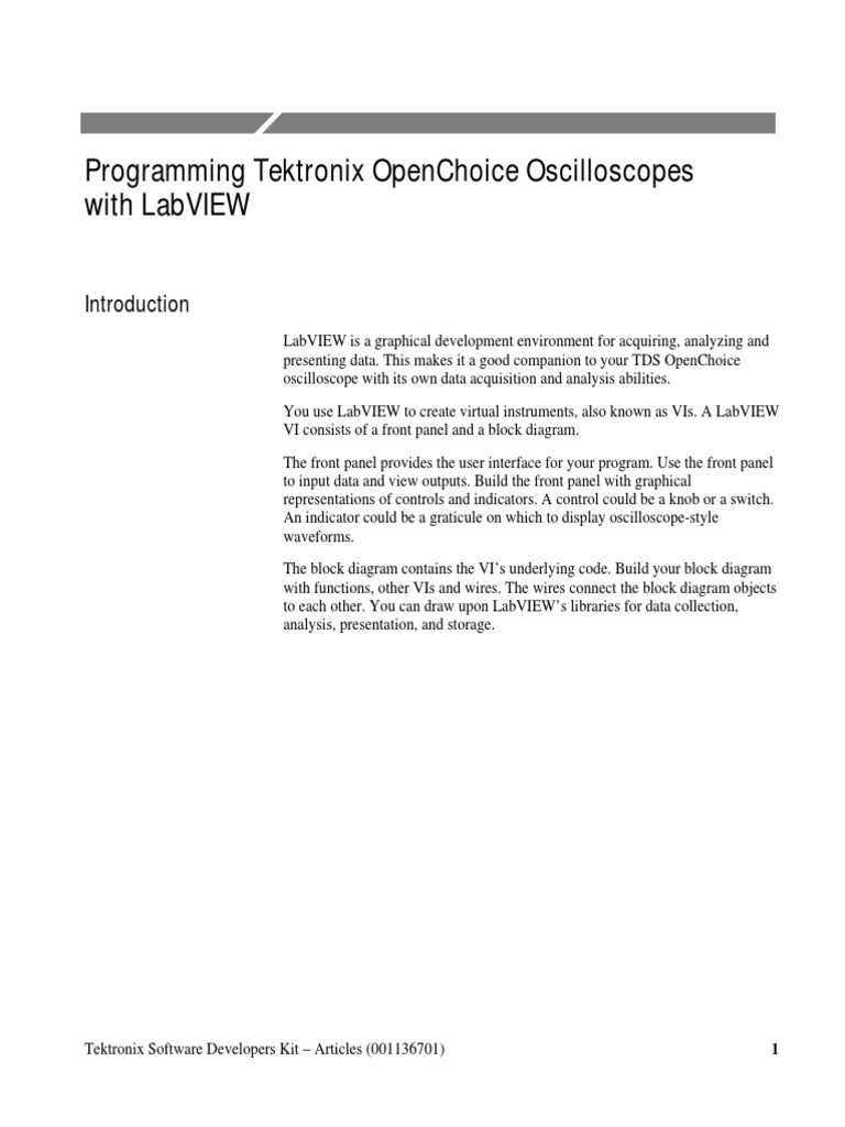 Programming Tektronix Openchoice Oscilloscopes With Labview | PDF | Digital Technology ...