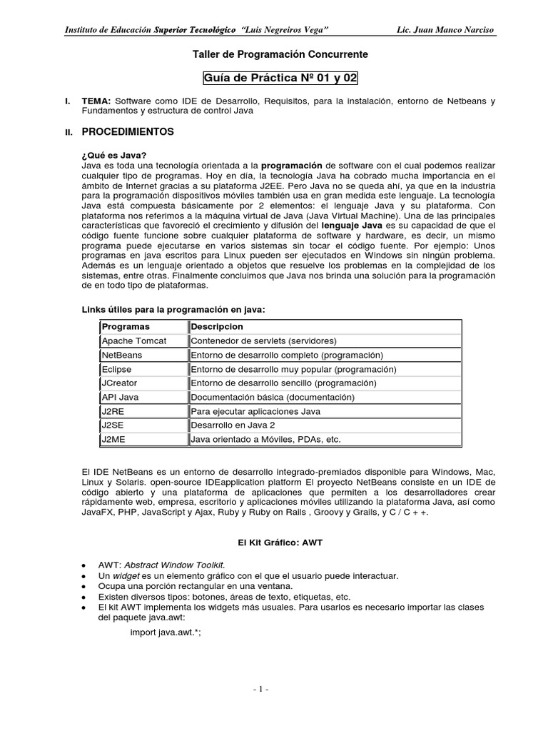 Entorno de Netbeans PDF | PDF | Entorno de desarrollo integrado | Java ...