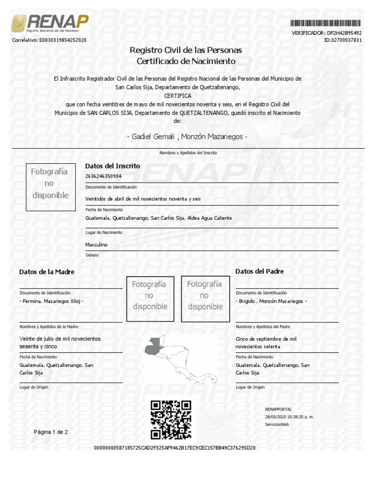 Certificado de Nacimiento | PDF | Control de acceso | Autenticación