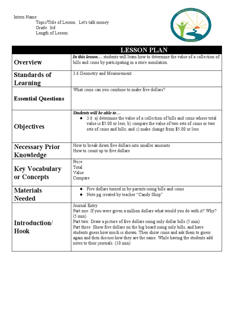VTFT I Lesson Plan Template Elp | Download Free PDF | Lesson Plan ...