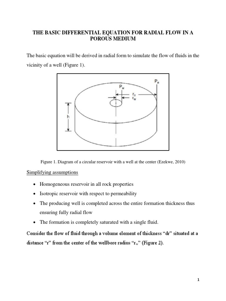 The Basic Differential Equation For Radial Flow in A Porous Medium ...
