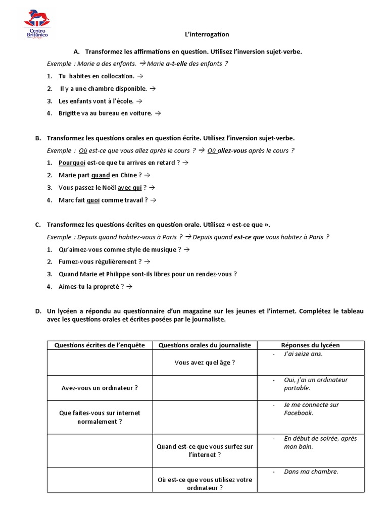 Exercice Interrogation | PDF | Sciences sociales | Arts du langage et discipline