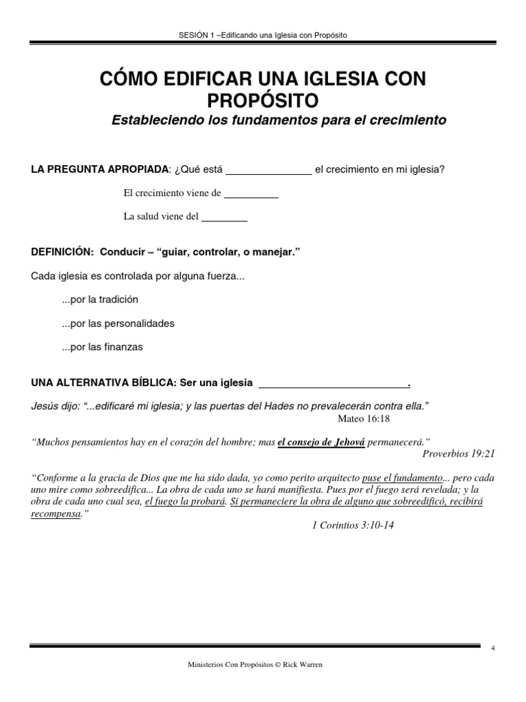 Guia Edificando Una Iglesia Con Proposito Rick Warren | PDF | eucaristía | Cristo (título)