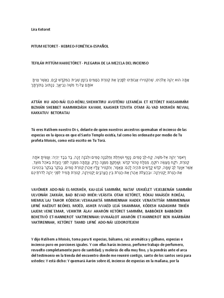 Pitum Ketoret Fonetica | PDF | Textos Religiosos | Religión y creencia