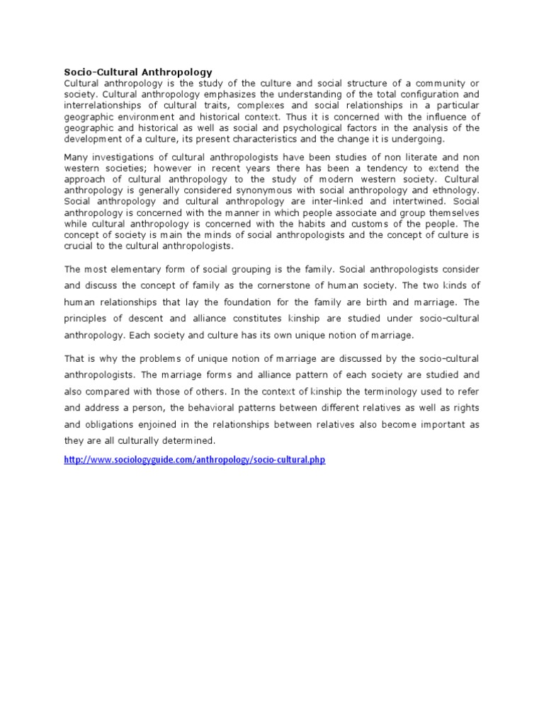 Anthropological Insights: A Summary of Key Concepts in Socio-Cultural ...