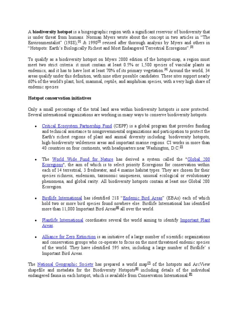 Current Status of Biodiversity (Global, Regional, and National) | PDF ...