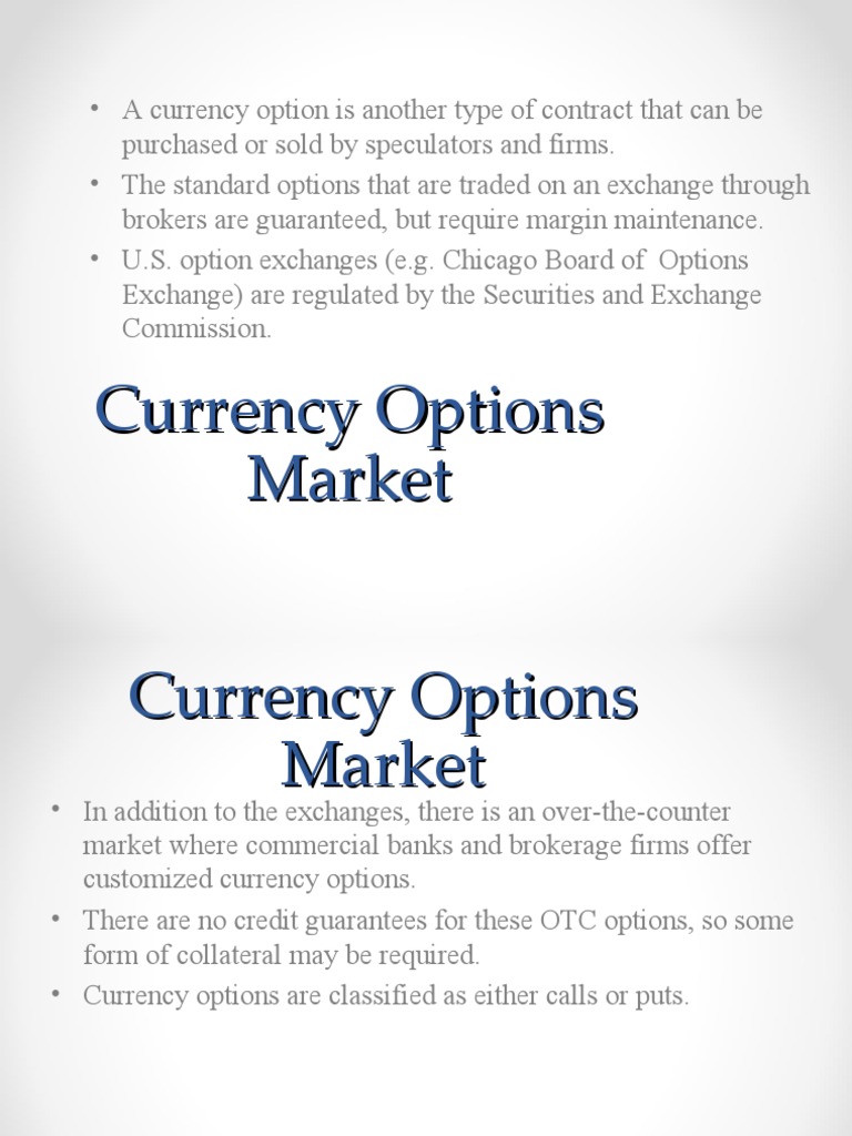 Currency Options Market | PDF | Put Option | Option (Finance)